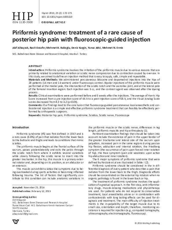 (PDF) Piriformis syndrome: treatment of a rare cause of posterior hip ...