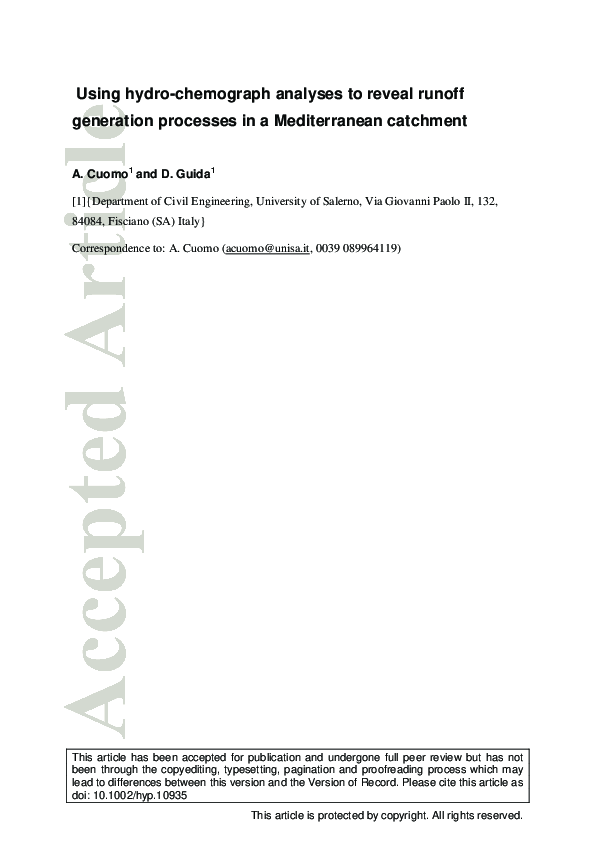 (PDF) Using hydro-chemograph analyses to reveal runoff generation processes in a Mediterranean ...