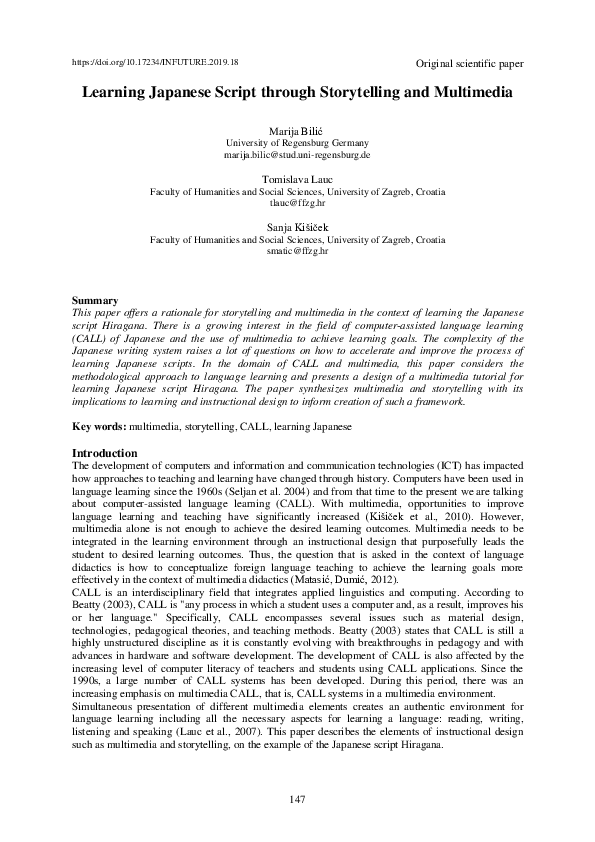 (PDF) Learning Japanese script through storytelling and multimedia