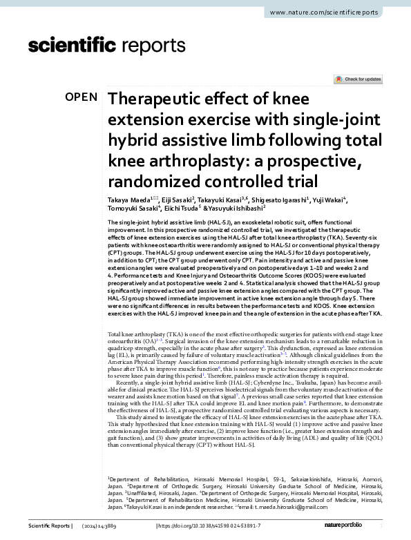 (PDF) Therapeutic effect of knee extension exercise with single-joint ...
