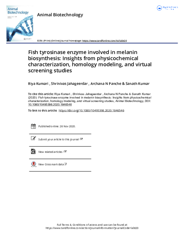 (PDF) Fish tyrosinase enzyme involved in melanin biosynthesis: Insights ...