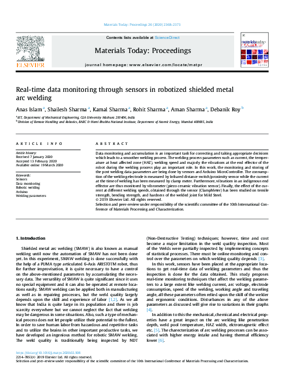 (PDF) Real-time data monitoring through sensors in robotized shielded metal arc welding | anas ...