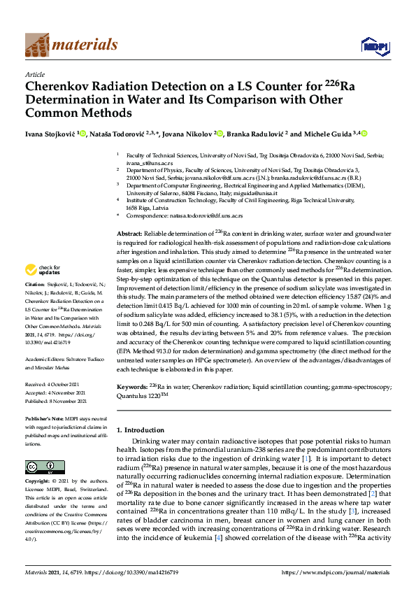 (PDF) Cherenkov Radiation Detection on a LS Counter for 226Ra ...