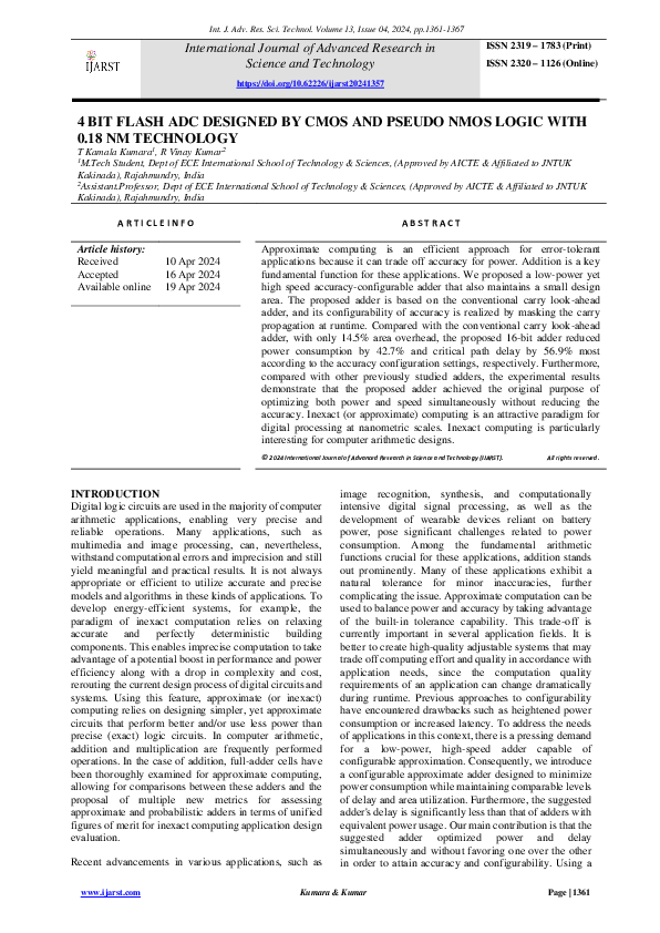 (PDF) 4 BIT FLASH ADC DESIGNED BY CMOS AND PSEUDO NMOS LOGIC WITH 0.18 ...