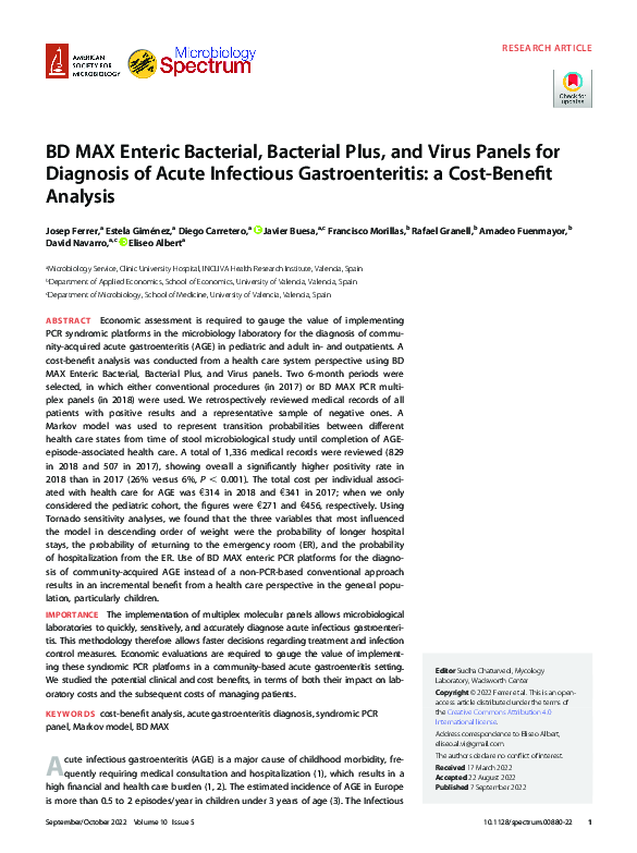 (PDF) BD MAX Enteric Bacterial, Bacterial Plus, and Virus Panels for Diagnosis of Acute ...