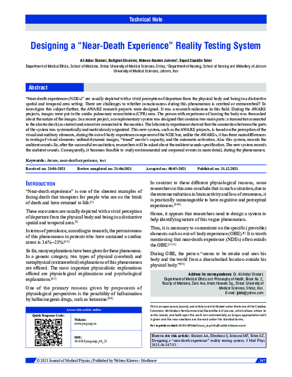 (PDF) Designing a "Near-Death Experience" Reality Testing System