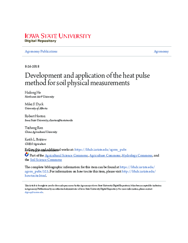 (PDF) Development and Application of the Heat Pulse Method for Soil ...