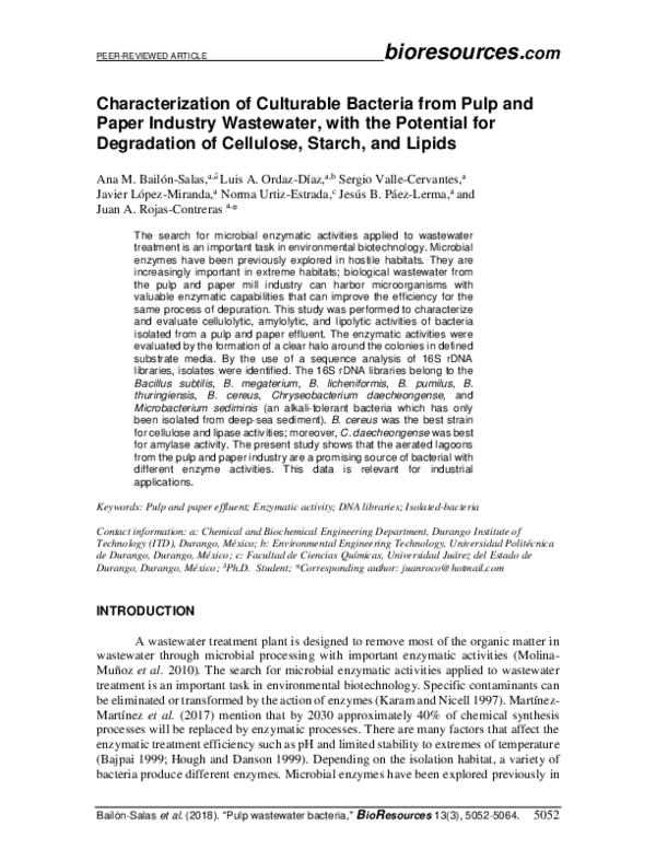 (PDF) Characterization of culturable bacteria from pulp and paper ...