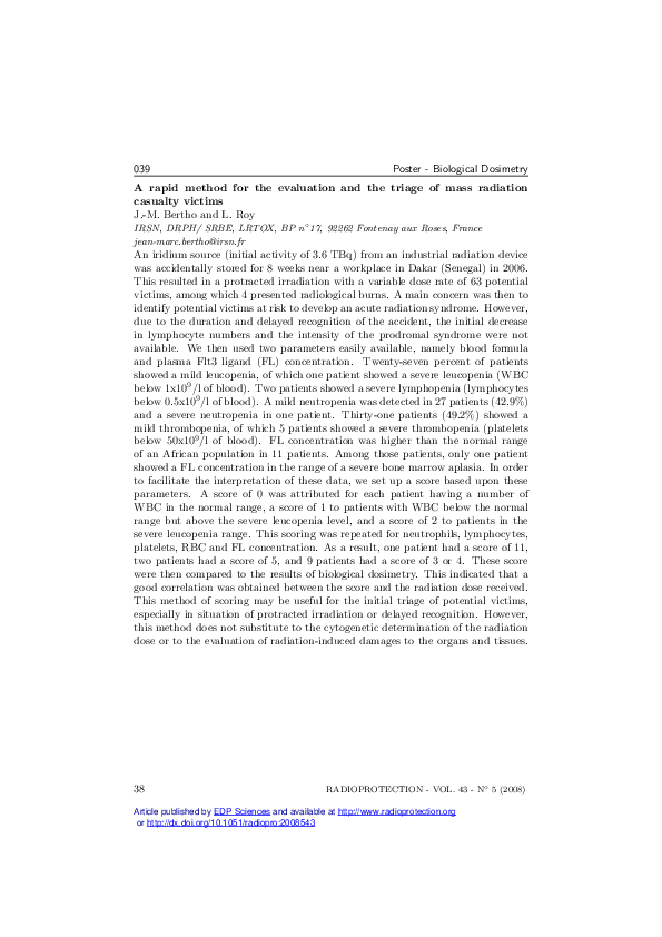 (PDF) A rapid method for the evaluation and the triage of mass ...