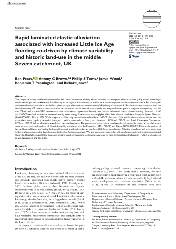 (PDF) Rapid laminated clastic alluviation associated with increased ...