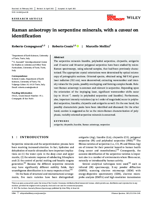 (PDF) Raman anisotropy in serpentine minerals, with a caveat on ...