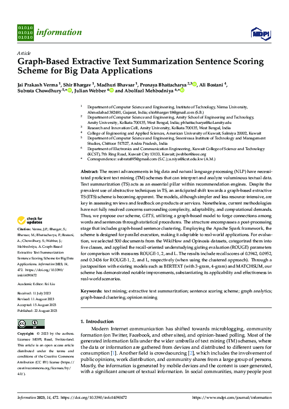 (PDF) Graph-Based Extractive Text Summarization Sentence Scoring Scheme ...