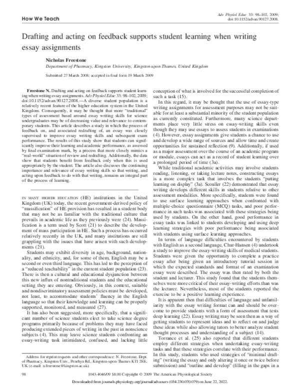 (PDF) Drafting and acting on feedback supports student learning when ...