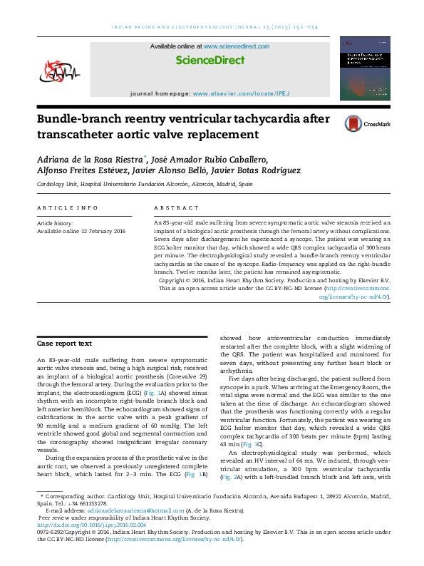(PDF) Bundle-branch reentry ventricular tachycardia after transcatheter ...