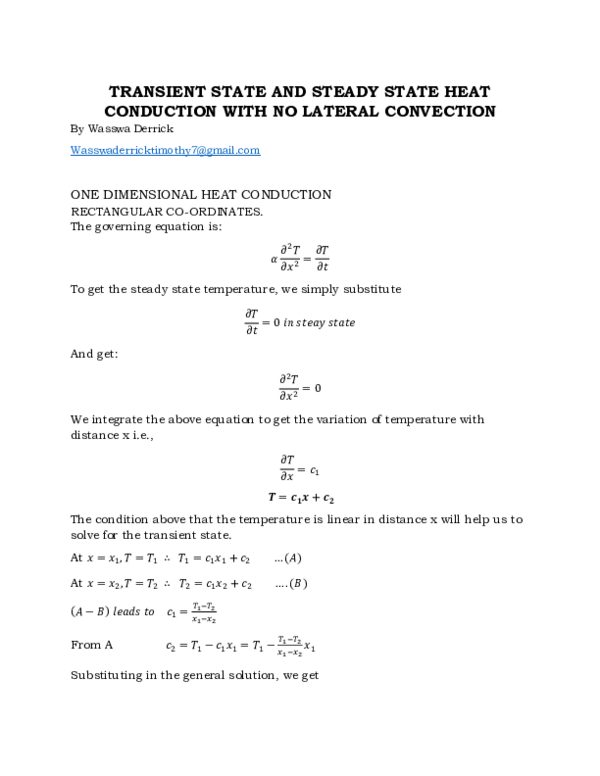 (PDF) TRANSIENT STATE AND STEADY STATE HEAT CONDUCTION WITH NO LATERAL ... (PDF) TRANSIENT STATE AND STEADY STATE HEAT CONDUCTION WITH NO LATERAL ...