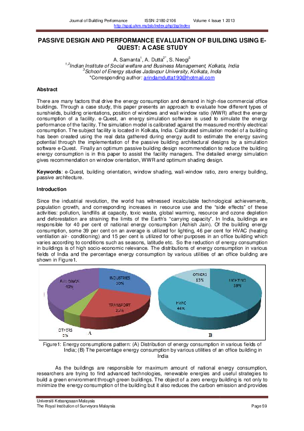 (PDF) Passive Design and Performance Evaluation of Building Using E-Quest: A Case Study