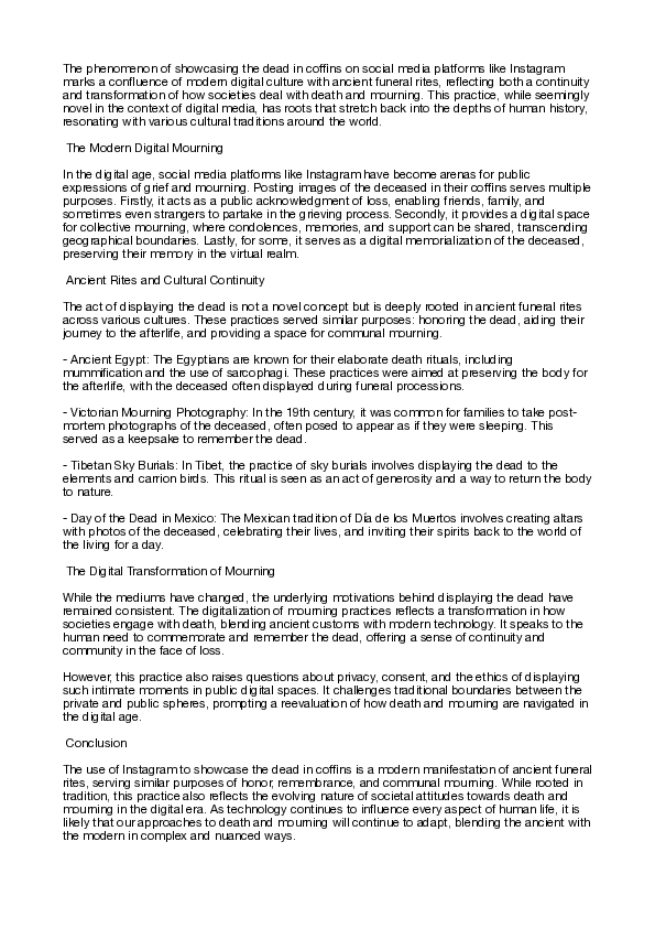 (PDF) The Digital Transformation of Mourning