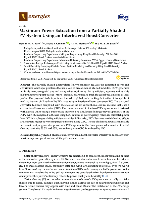 (PDF) Maximum power extraction from partially shaded PV arrays