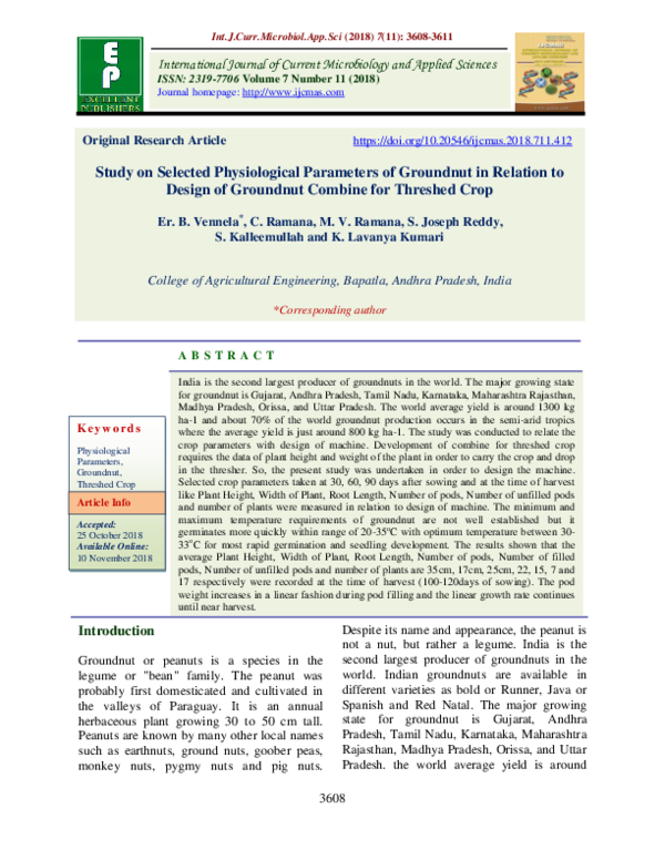 (PDF) Study on Selected Physiological Parameters of Groundnut in Relation to Design of Groundnut ...