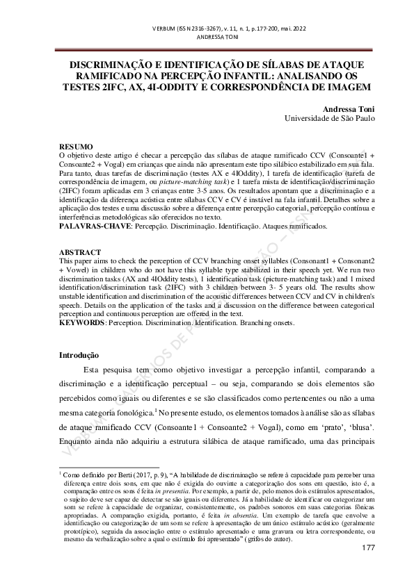 (PDF) Discriminação e Identificação De Sílabas De Ataque Ramificado Na ...