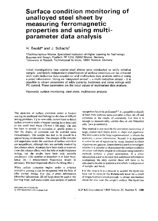 (PDF) Surface condition monitoring of unalloyed steel sheet by ...