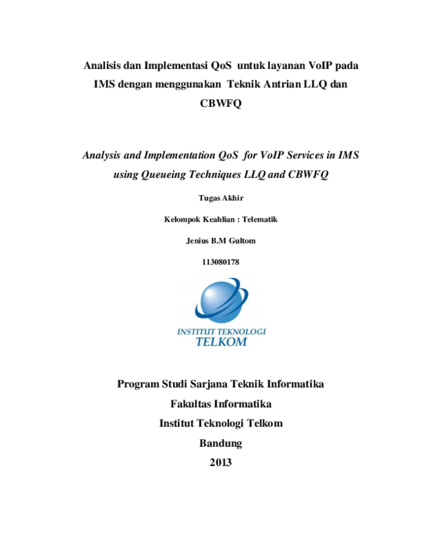 (PDF) Analisis dan Implementasi QoS untuk layanan VoIP pada IMS dengan ...