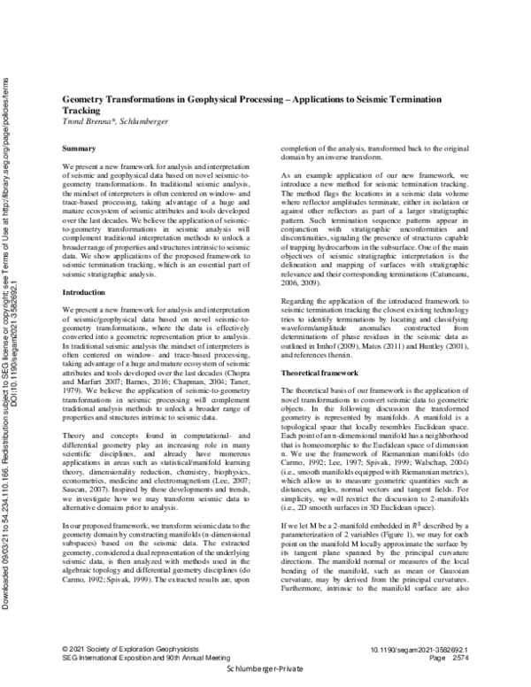 (PDF) Geometry transformations in geophysical processing: Applications to seismic termination ...