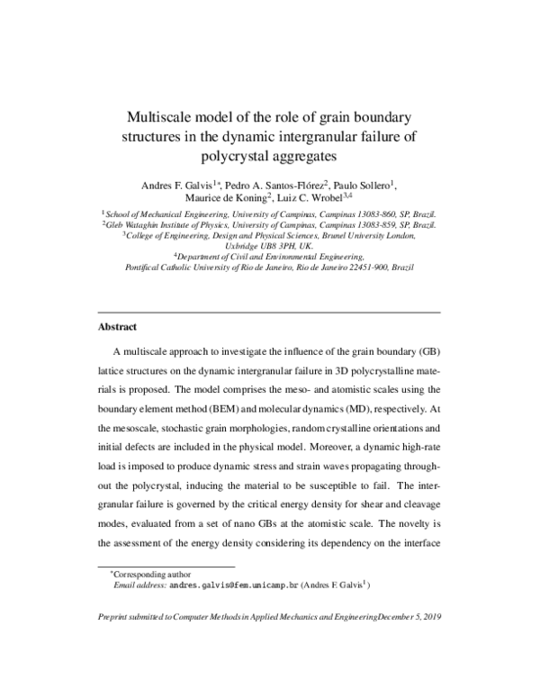 (PDF) Multiscale model of the role of grain boundary structures in the ...