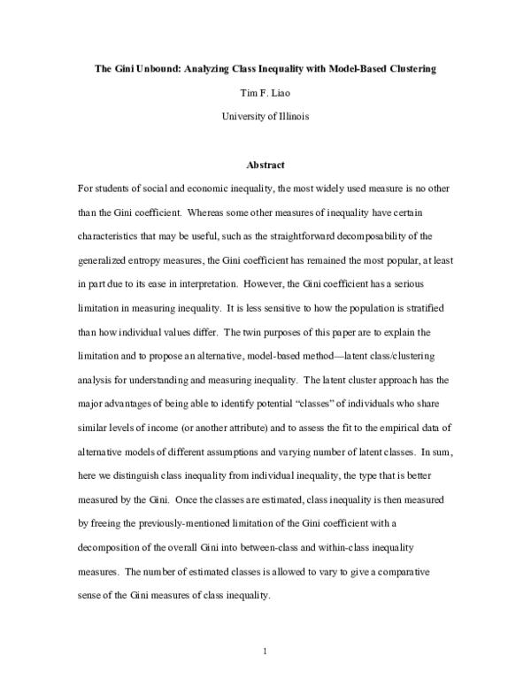 (PDF) Model-Based Clustering for Analyzing Class Inequality