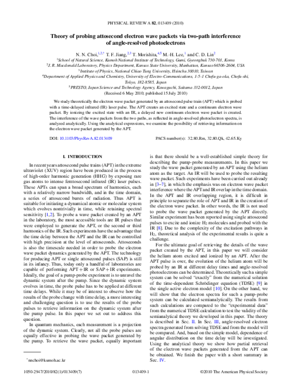 (PDF) Theory of probing attosecond electron wave packets via two-path interference of angle ...