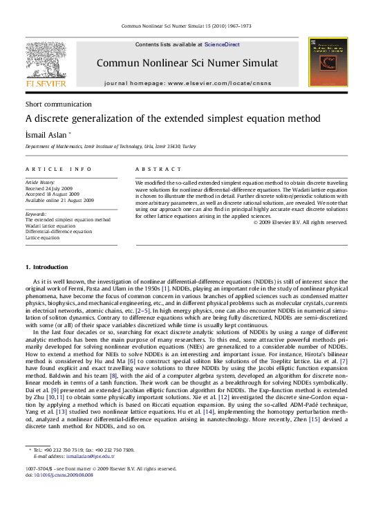 (PDF) A discrete generalization of the extended simplest equation method
