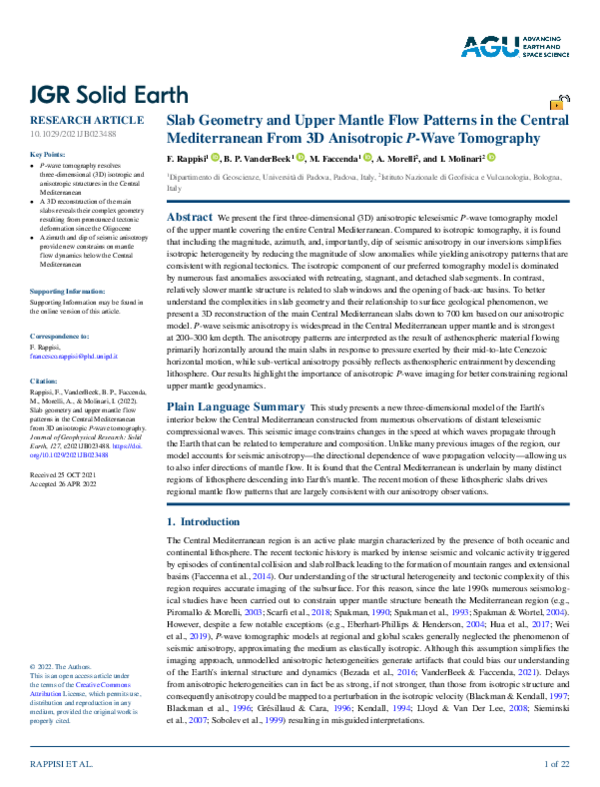 (PDF) Slab Geometry and Upper Mantle Flow Patterns in the Central ...