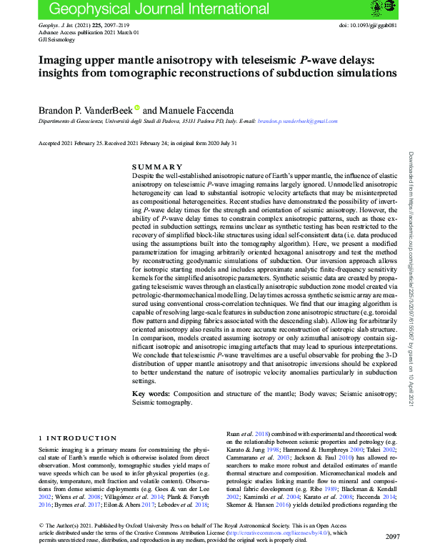 (PDF) Imaging upper mantle anisotropy with teleseismic P -wave delays ...
