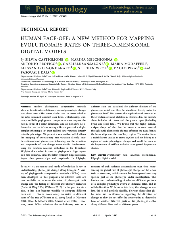 (PDF) Human face‐off: a new method for mapping evolutionary rates on ...
