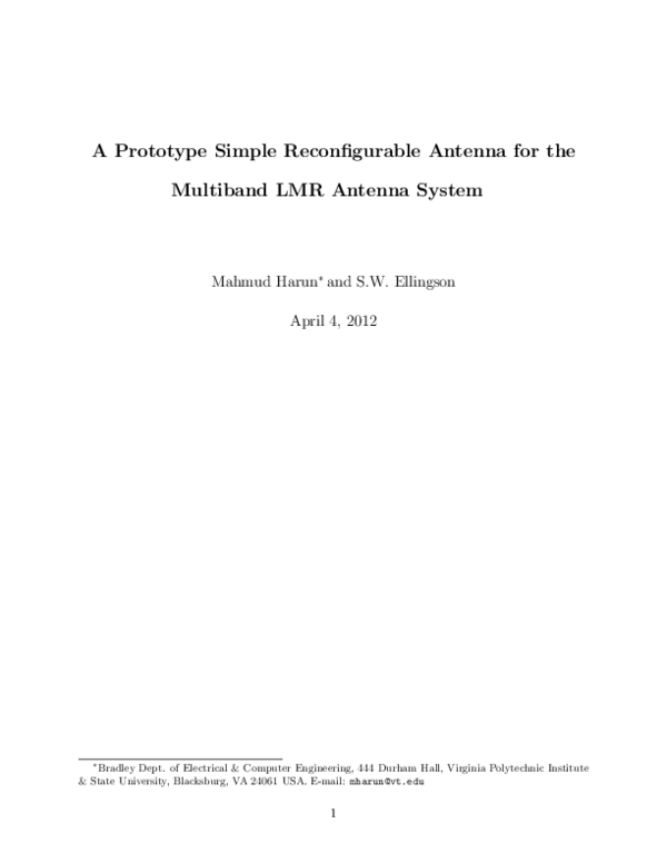 (PDF) A Prototype Simple Reconfigurable Antenna for the Multiband LMR Antenna System