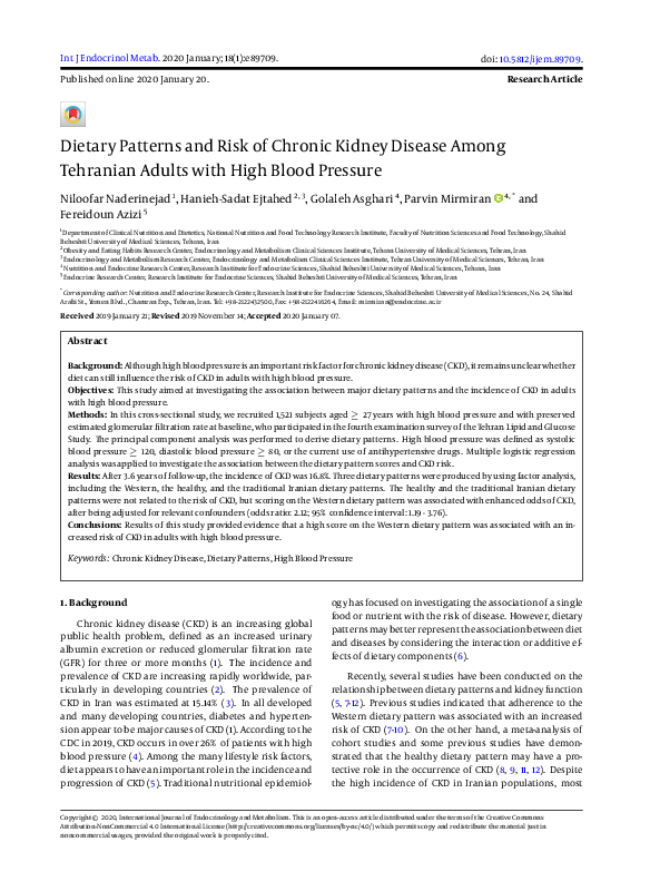 (PDF) Dietary Patterns and Risk of Chronic Kidney Disease Among ...