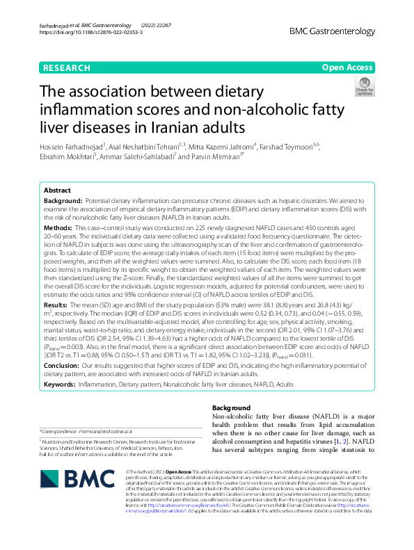 (PDF) The association between dietary inflammation scores and non ...