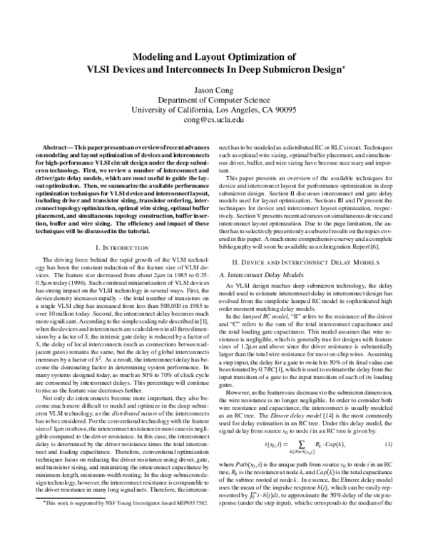 Pdf Modeling And Layout Optimization Of Vlsi Devices And