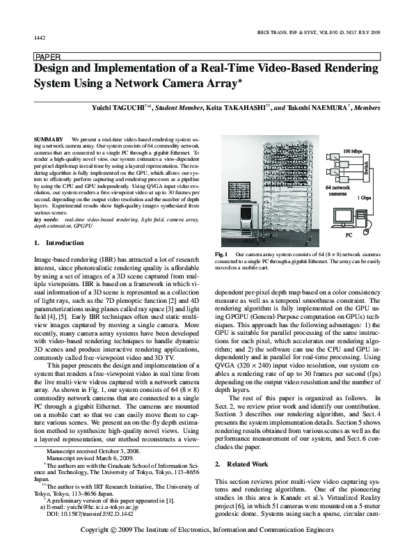 Pdf Real Time Video Rendering With Network Camera Array System 