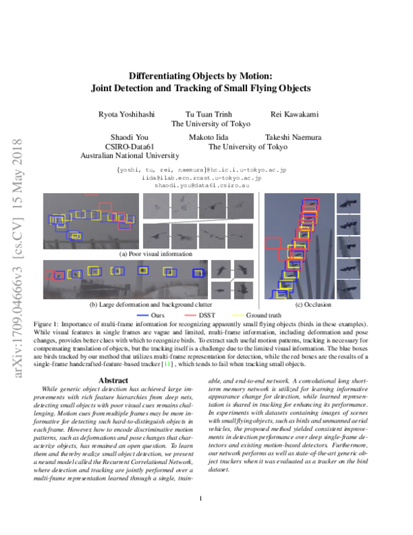 (PDF) Learning Multi-frame Visual Representation for Joint Detection and Tracking of Small Objects