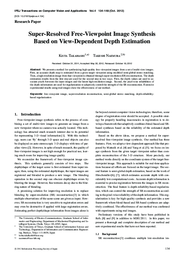 (PDF) Super-Resolved Free-Viewpoint Image Synthesis Based on View-Dependent Depth Estimation