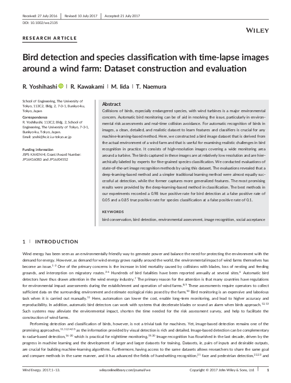 (PDF) Bird detection and species classification with time-lapse images ...