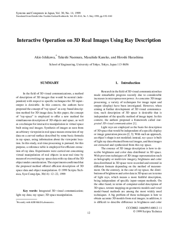 (PDF) Interactive operation on 3D real images using ray description