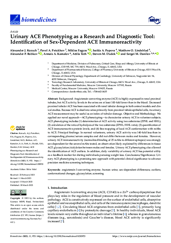 (PDF) Urinary ACE Phenotyping as a Research and Diagnostic Tool ...