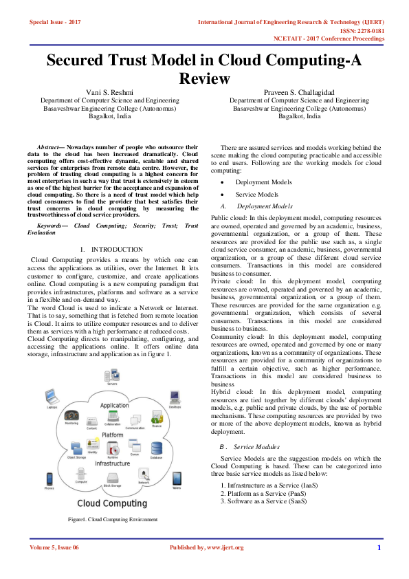 (PDF) Secured Trust Model in Cloud Computing-A Review