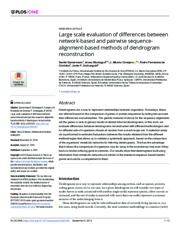 (PDF) Large scale evaluation of differences between network-based and pairwise sequence ...