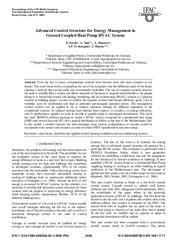(PDF) Advanced Control Structure for Energy Management in Ground Coupled Heat Pump HVAC System ...