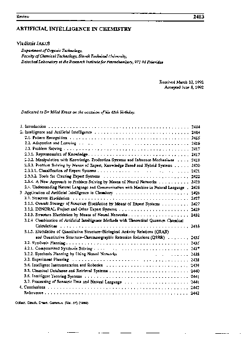 (PDF) Artificial Intelligence in Chemistry
