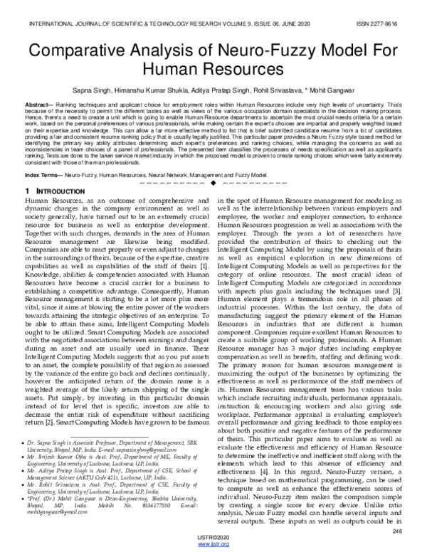 (PDF) Comparative Analysis of Neuro-Fuzzy Model For Human Resources