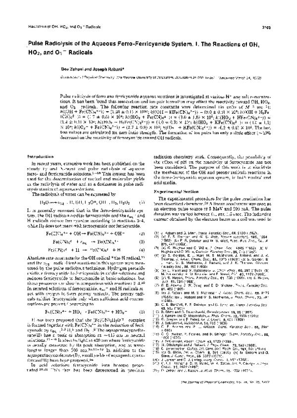 (PDF) Pulse radiolysis of the aqueous ferro-ferricyanide system. 1 ...